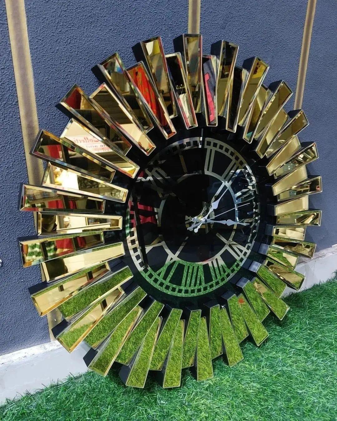 Sunburst Roman Mirrored Decorative Wall Clock – Homedecorkenya